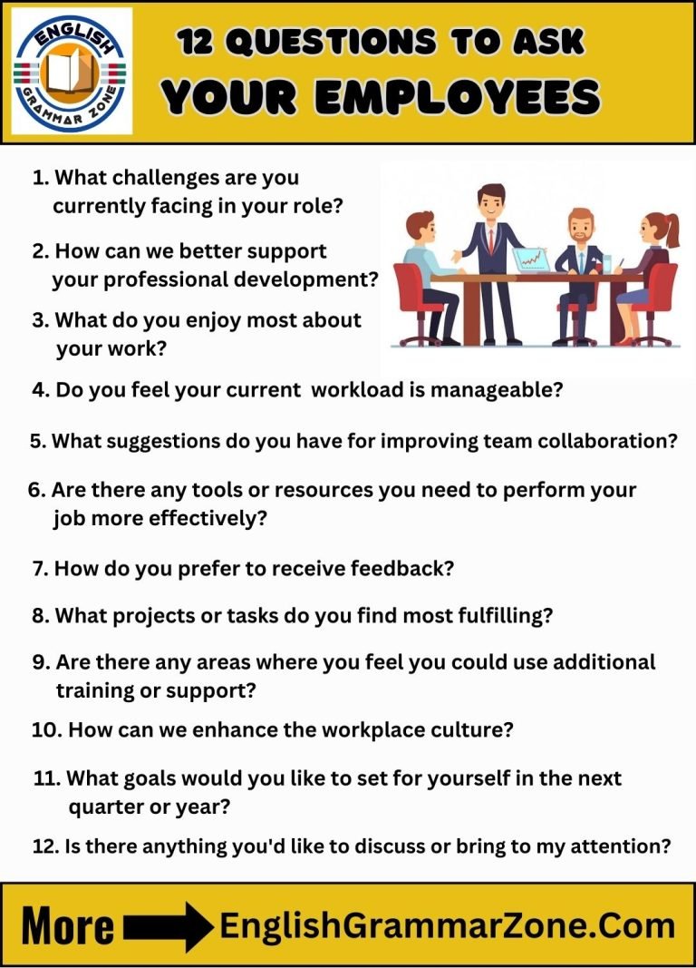 Master 12 Questions To Ask Your Employees - English Grammar Zone