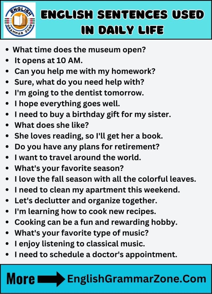 Learn 95 English Sentences Used In Daily Life