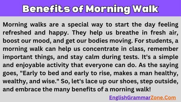 Benefits Of Morning Walk Paragraph In English [100, 150, 200, 250 And ...