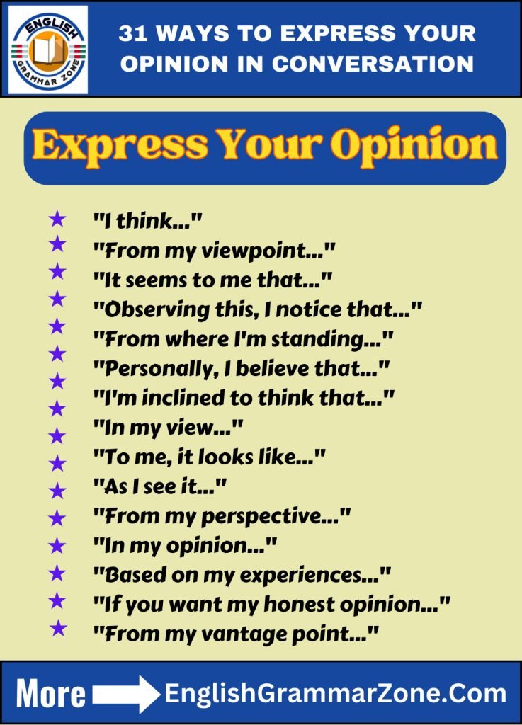 Master 31 Ways To Express Your Opinion In Conversation