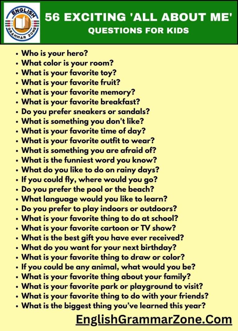 56 Exciting 'All About Me' Questions For Kids To Explore And Enjoy