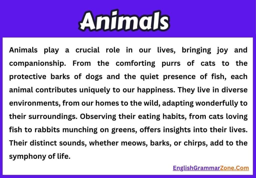 Paragraph On Animals In English For Students [100, 150, 200, 250 And ...