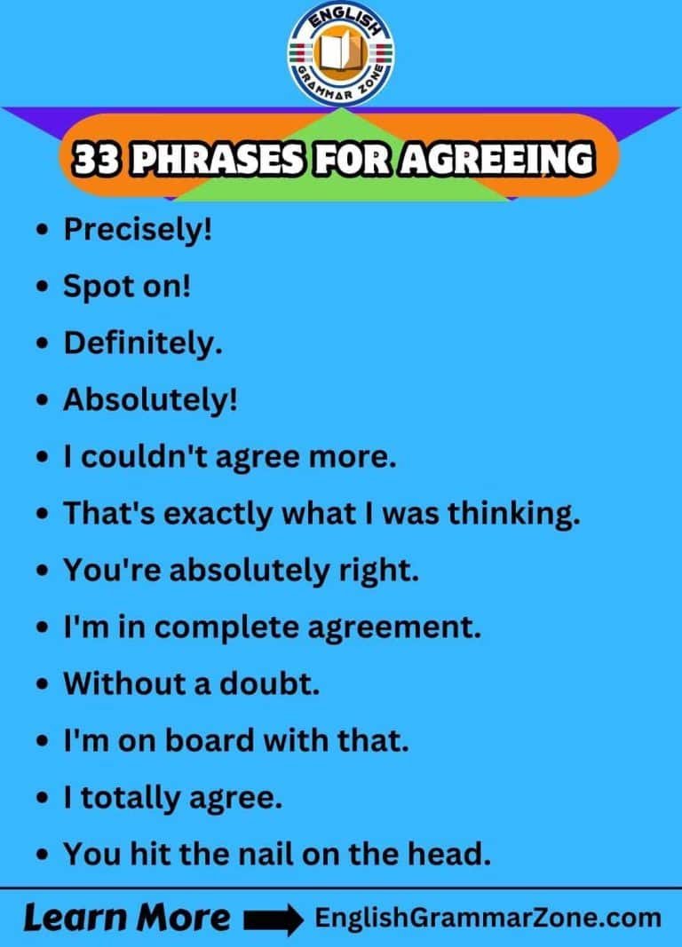33 Essential Phrases For Agreeing In Conversations - English Grammar Zone