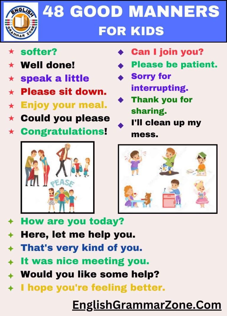 Master 48 Essential Good Manners For Kids In English