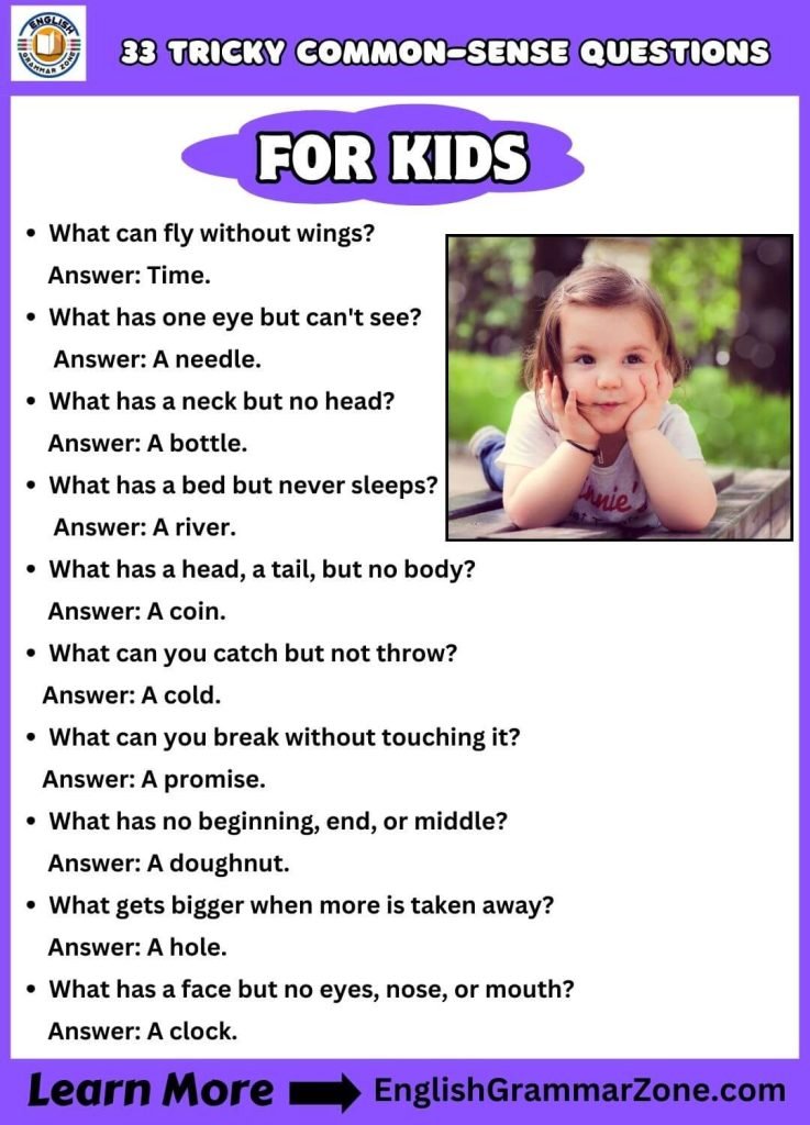 Master 33 Tricky Common Sense Questions For Kids