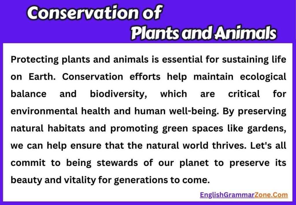 Paragraph On Conservation Of Plants And Animals In English For Students ...