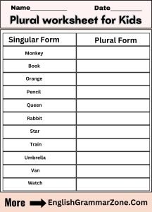 Singular And Plural Nouns Worksheet For First Grade With Answers