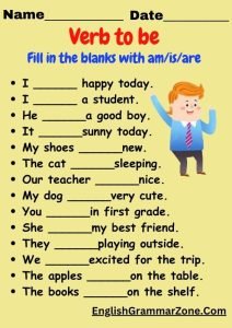 Verb To Be Worksheet Exercise | Complete The Sentences - Use Verb To Be ...