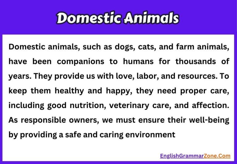Paragraph On Domestic Animals In English For Students [100, 150, 200 ...
