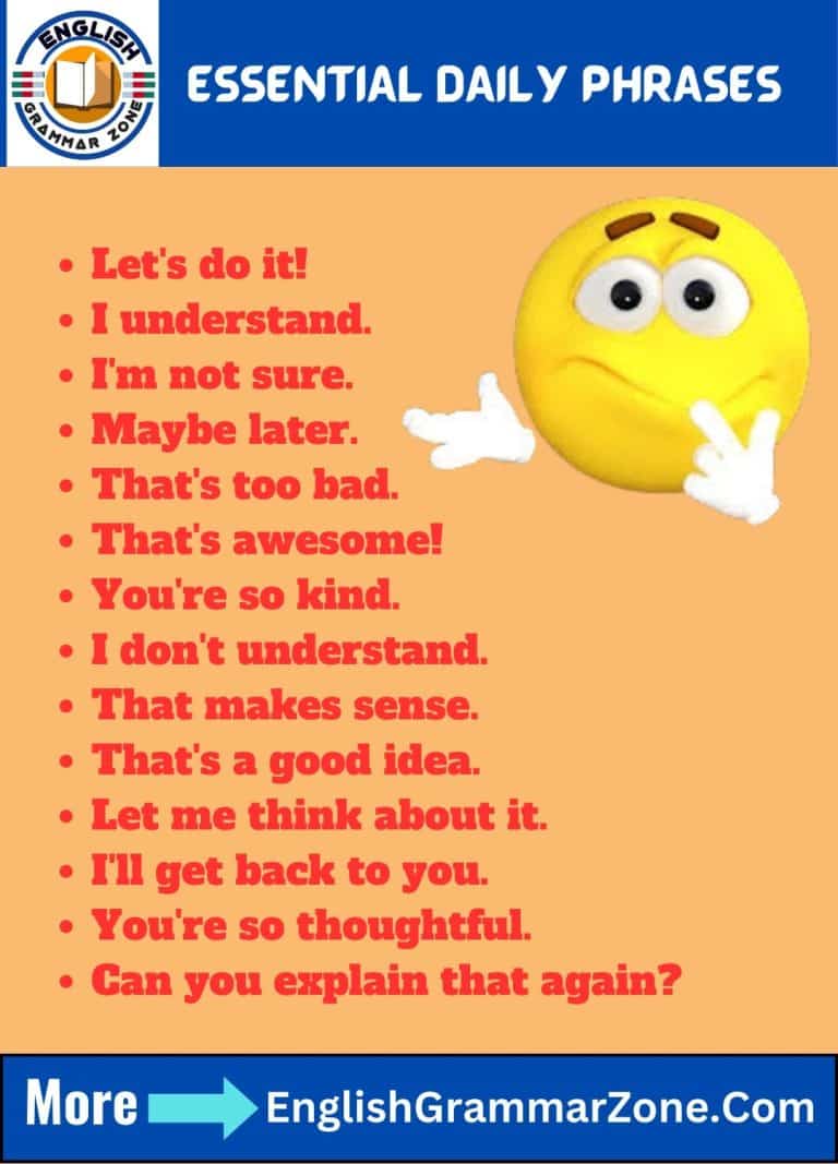 88 Essential Daily Phrases, Mastering Everyday Conversations - English Grammar Zone