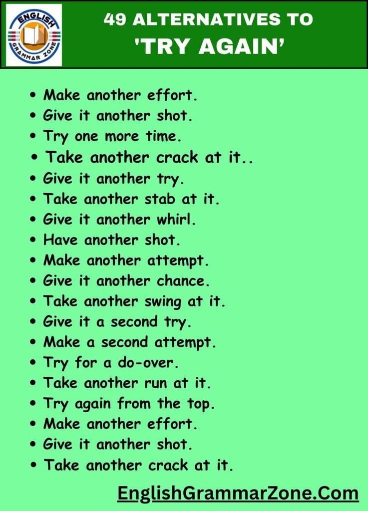 Perseverance Pays Off: 49 Alternatives To - Try Again