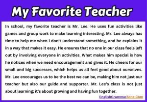 Paragraph On My Favorite Teacher (100,120,150,200 And 250 Words)