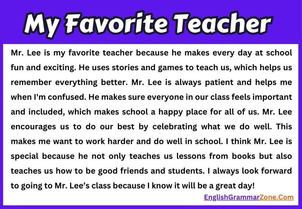 Paragraph On My Favorite Teacher (100,120,150,200 And 250 Words)
