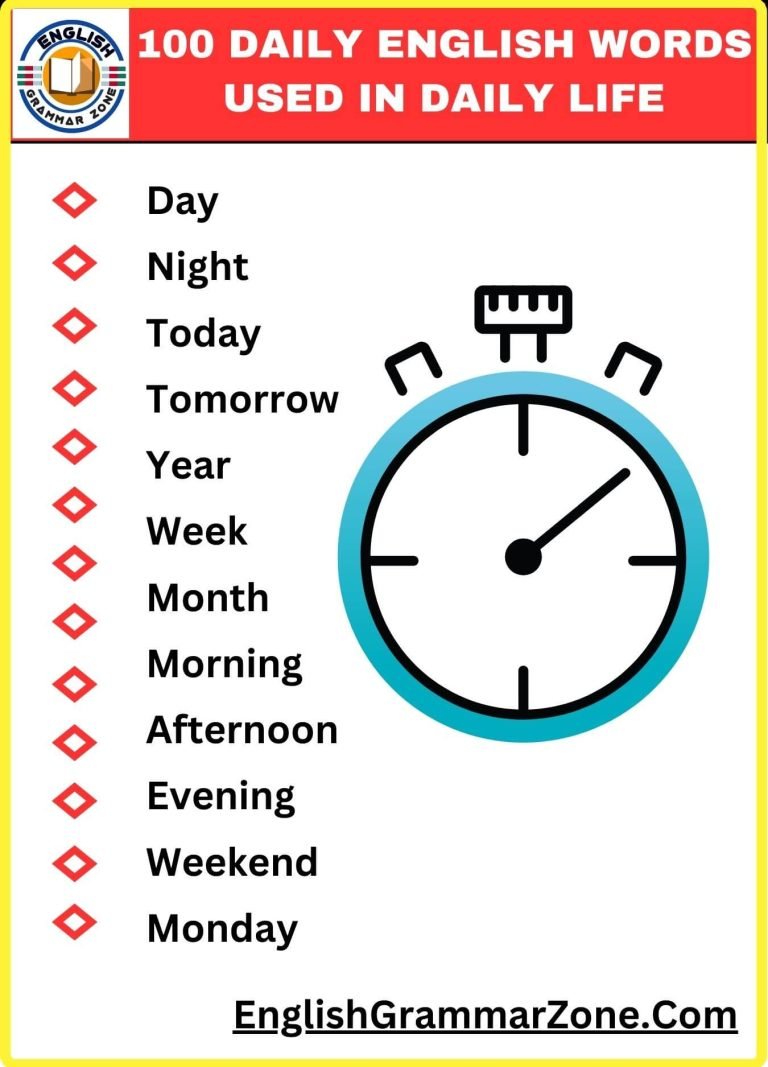 100 Essential English Words For Daily Life