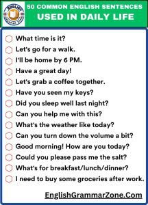 50 Common English Sentences For Everyday Life : Enhance Your Language ...