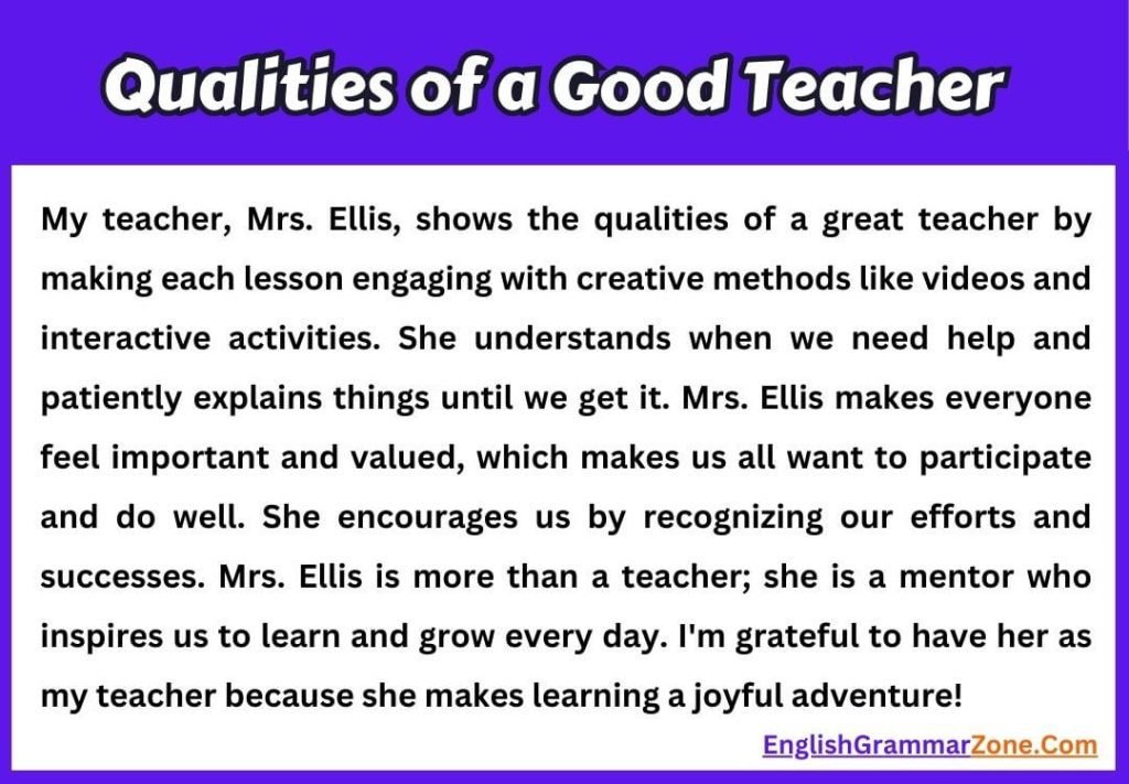 Paragraph on Qualities of a Good Teacher (100,120,150, 200 And 250 ...