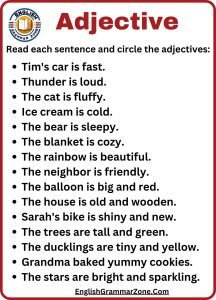 Find And Circle The Adjective Worksheet For Grade 2
