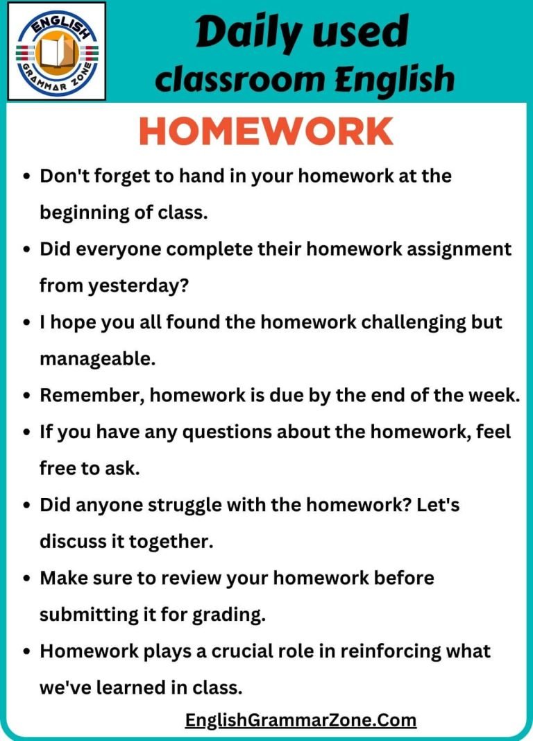 Daily Used Classroom English For Conversations English Grammar Zone