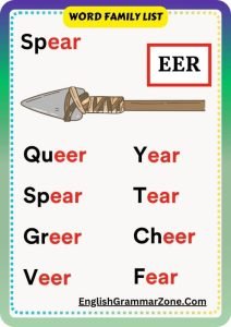 Word Family List Worksheet For Kindergarten