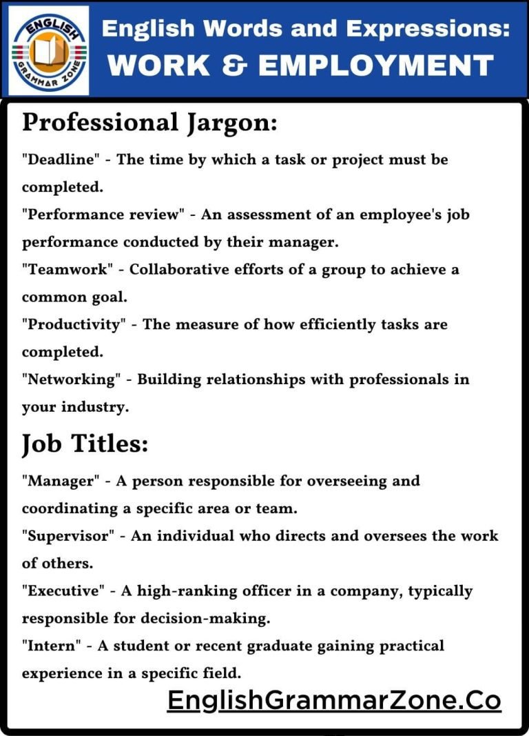Useful English Words & Expressions Work & Employment