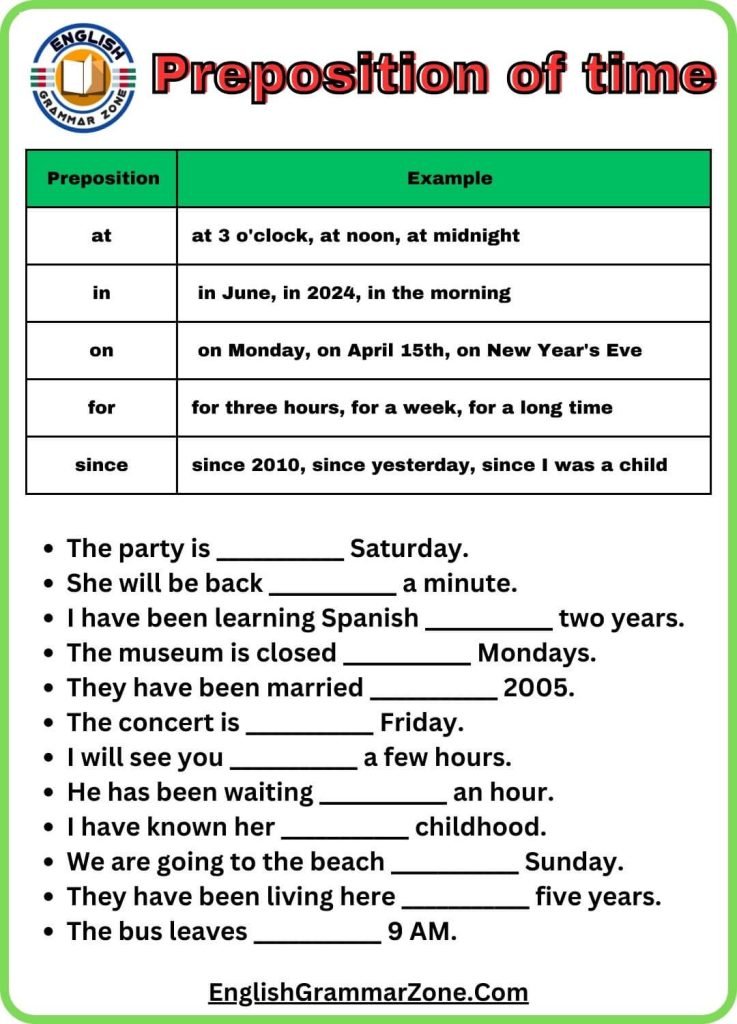 Mastering Prepositions Of Time: A Beginner's Guide