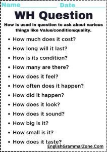 WH Question Words How Examples Worksheet For Kindergarten