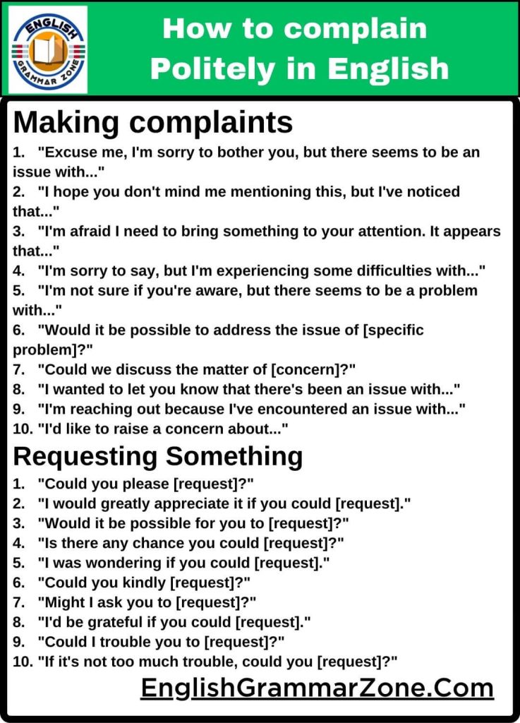 How To Complain Politely In English । English Grammar Zone