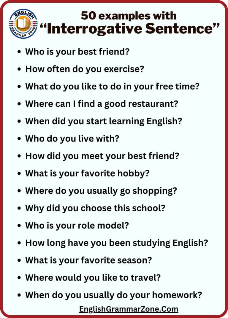 50 Essential Questions Interrogative Sentences In English