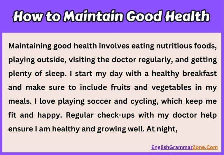 Paragraph On How To Maintain Good Health In English [100, 150, 200, 250 ...