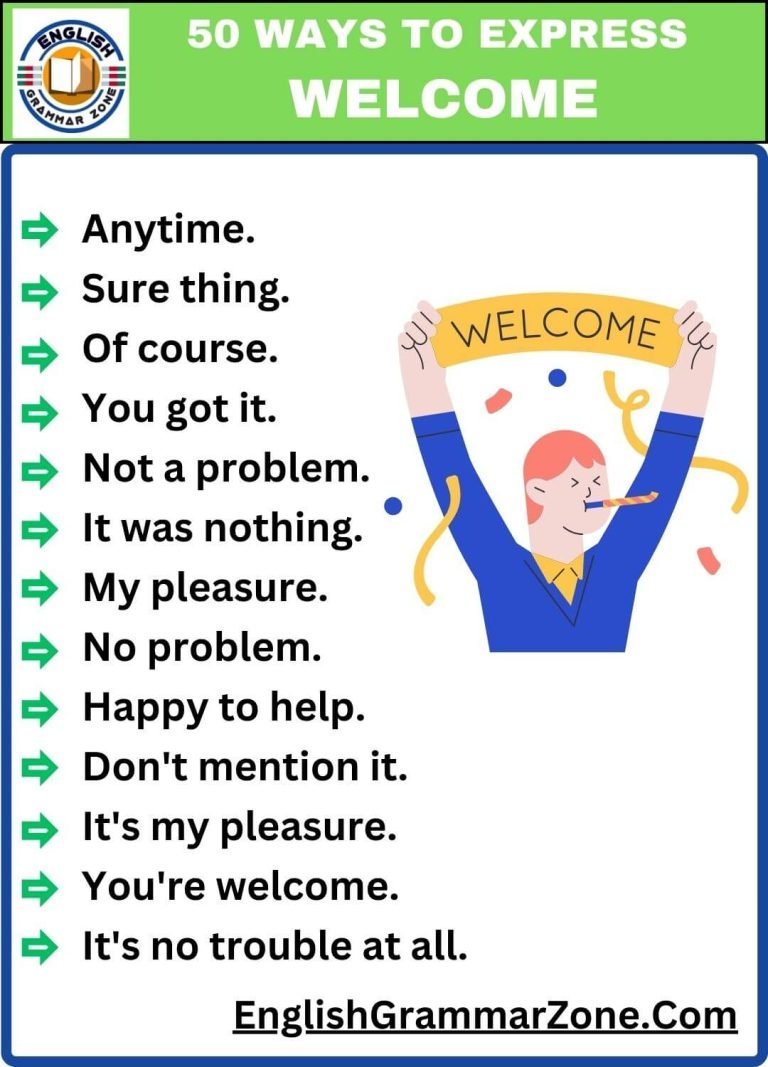 50 Ways To Express Welcome English Grammar Zone