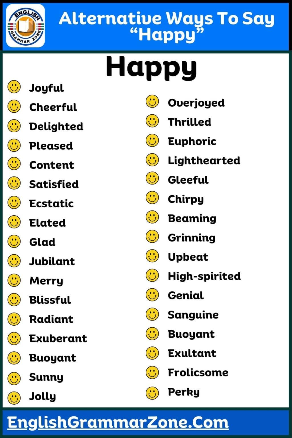 100 Different Ways To Say Happy In English