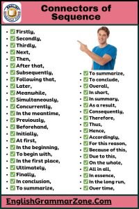 Connectors Of Sequence List And Example Sentence