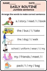 Daily Routine Jumble Sentence Worksheet With Answer