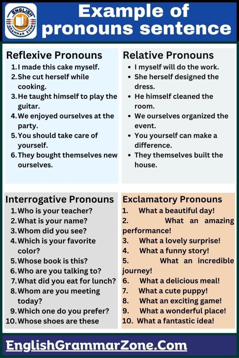 100 Example Of Pronoun Sentence In English