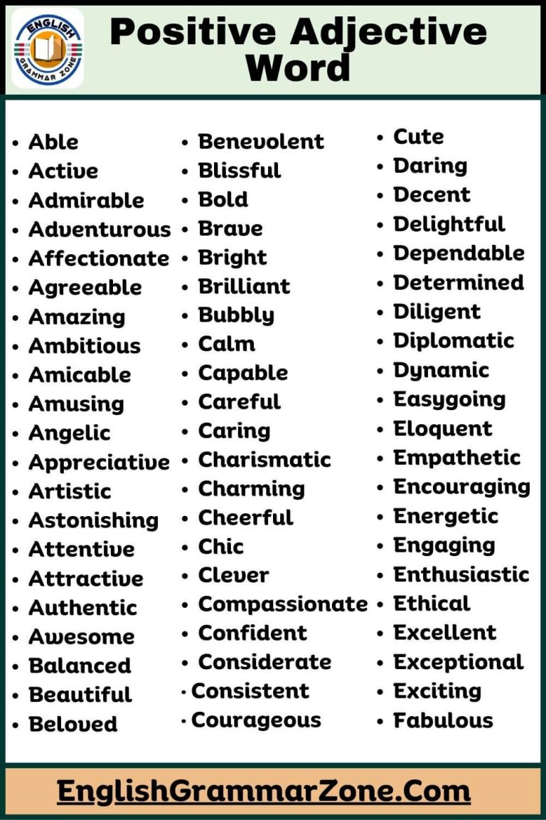 100 Positive Adjectives: Describe People And Things