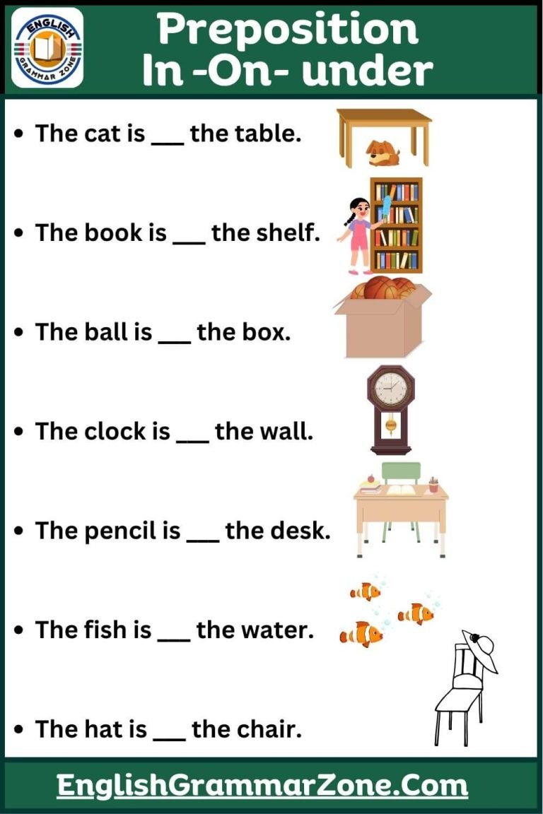 Preposition Interactive Worksheet For Kids