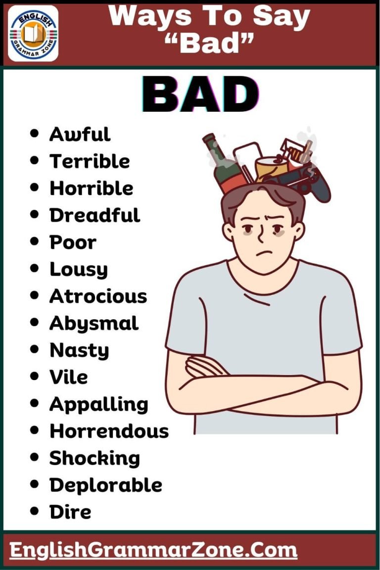 100 Alternative Ways To Bad In English
