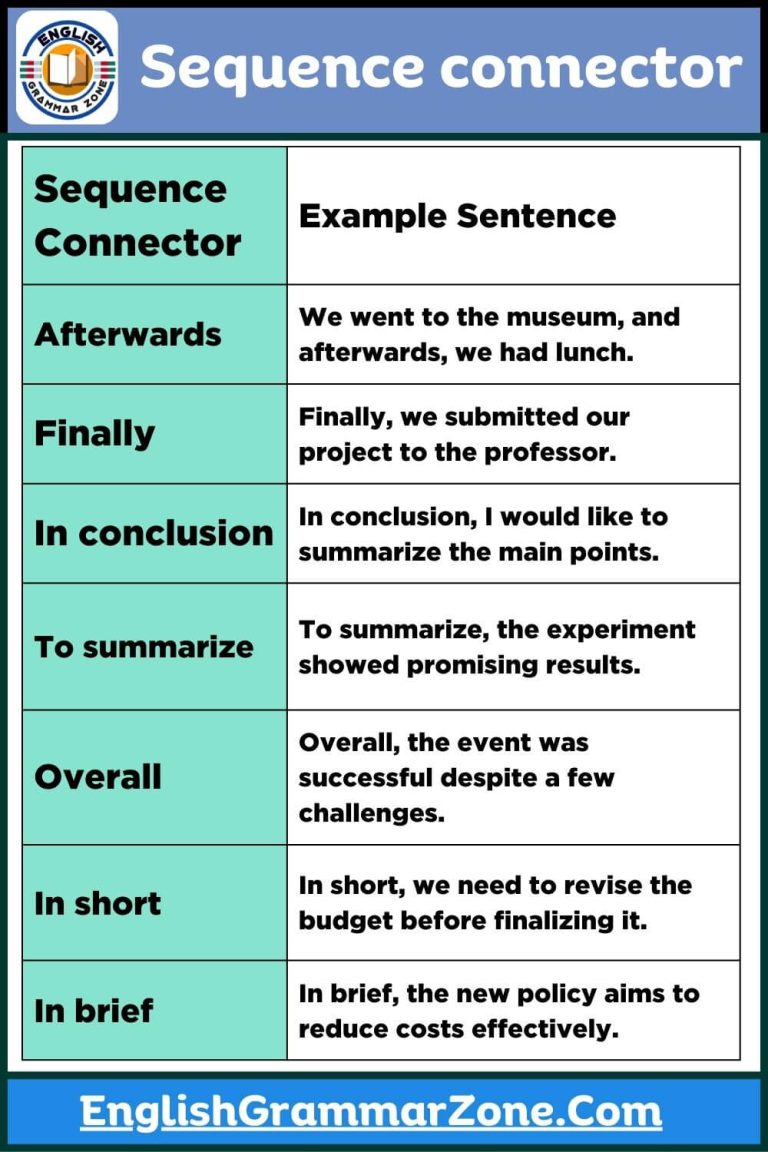 Sequence Connector List In English