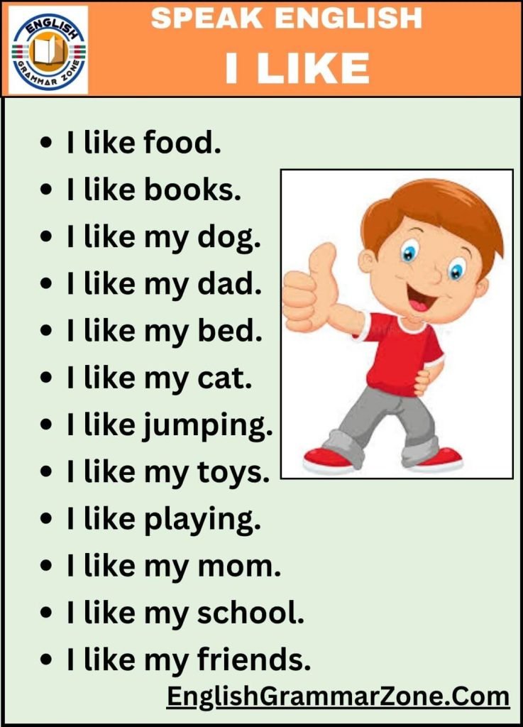 Speak English I Like Meaning । English Grammar Zone