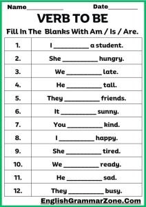 Verb To Be Interactive Worksheet With Answer