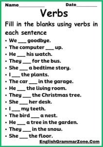 Verbs Worksheet And Exercise With Answer