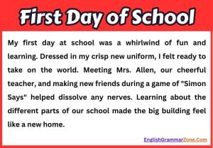 Paragraph On First Day Of School In English For Students [100, 150, 200 ...