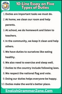 Essay On Five Types Of Duties For Kids