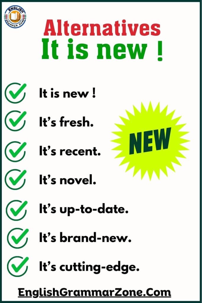 100 Alternatives Way To Say It Is New