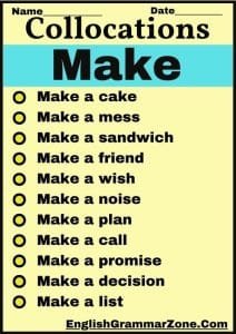 Collocation With Make Worksheet For Kids