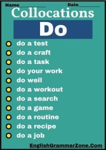 Collocation With Do Worksheet For Kids