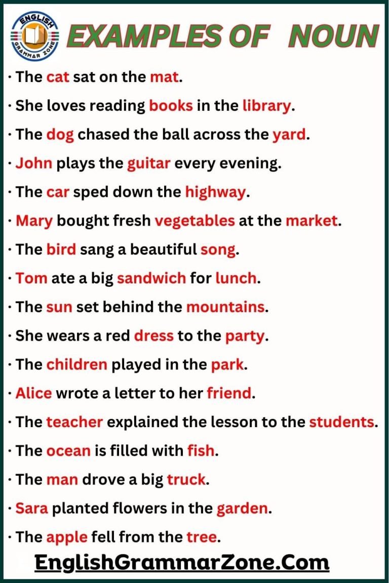 Examples Of Noun Sentences