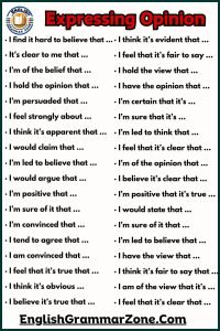Learn 100 Expressing Opinions Phrase In English
