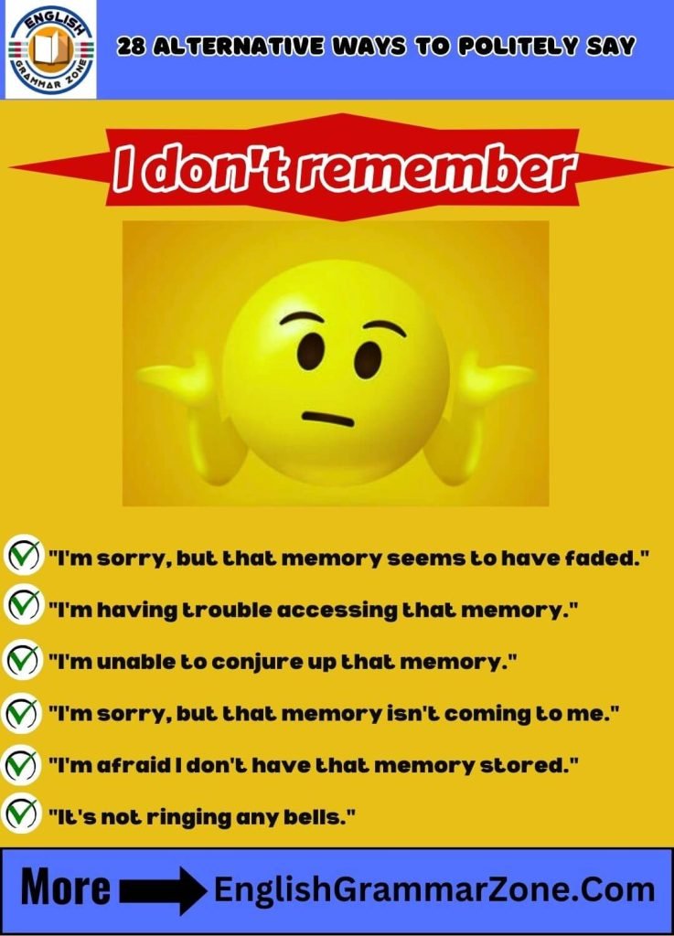 28 Alternative Ways To Say I Don't Remember
