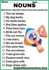 Noun Exercise For Grade (1-3)